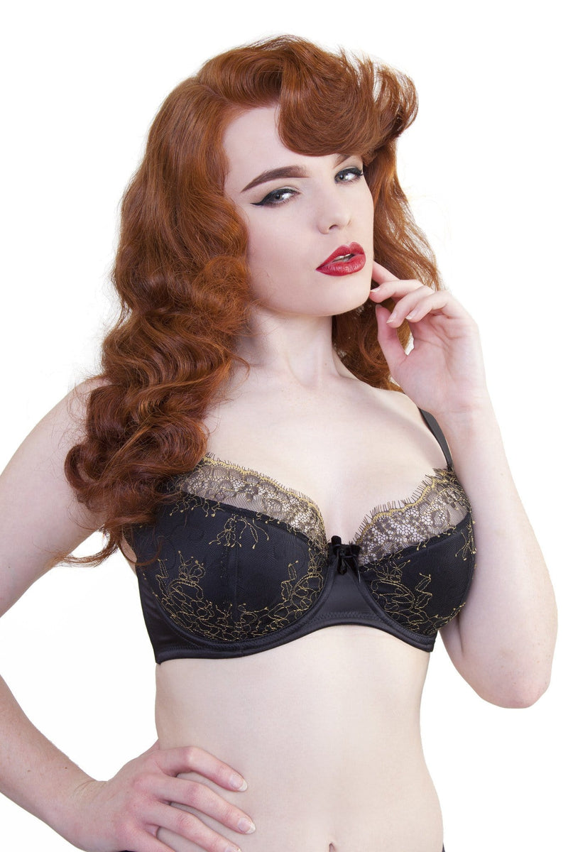 Karine Lace Overlay Bra Blackgold Dd Cups Playful Promises Usa