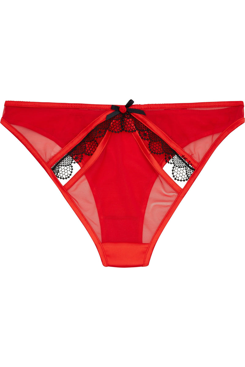 Arlene Curve Red Satin Black Lace Ouvert Brief – Playful Promises USA