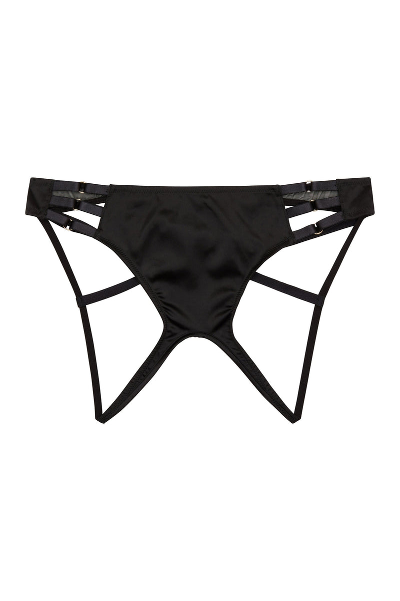Ava Black Curve Strappy Open Back Brief – Playful Promises USA