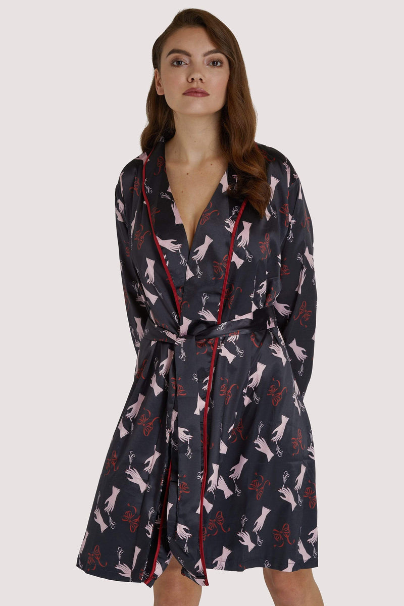 Smoking Printed Robe with Red Piping – Playful Promises USA