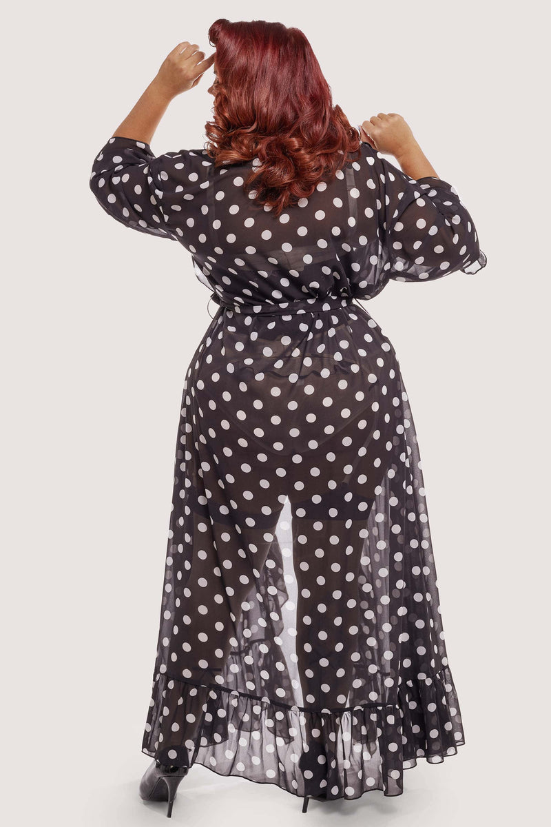 FFFB Chiffon Polka Dot Black Robe Curve – Playful Promises USA