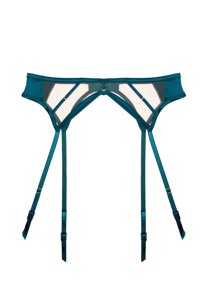 Ramona Teal Strap Detail Illusion Mesh Suspender Playful Promises Usa