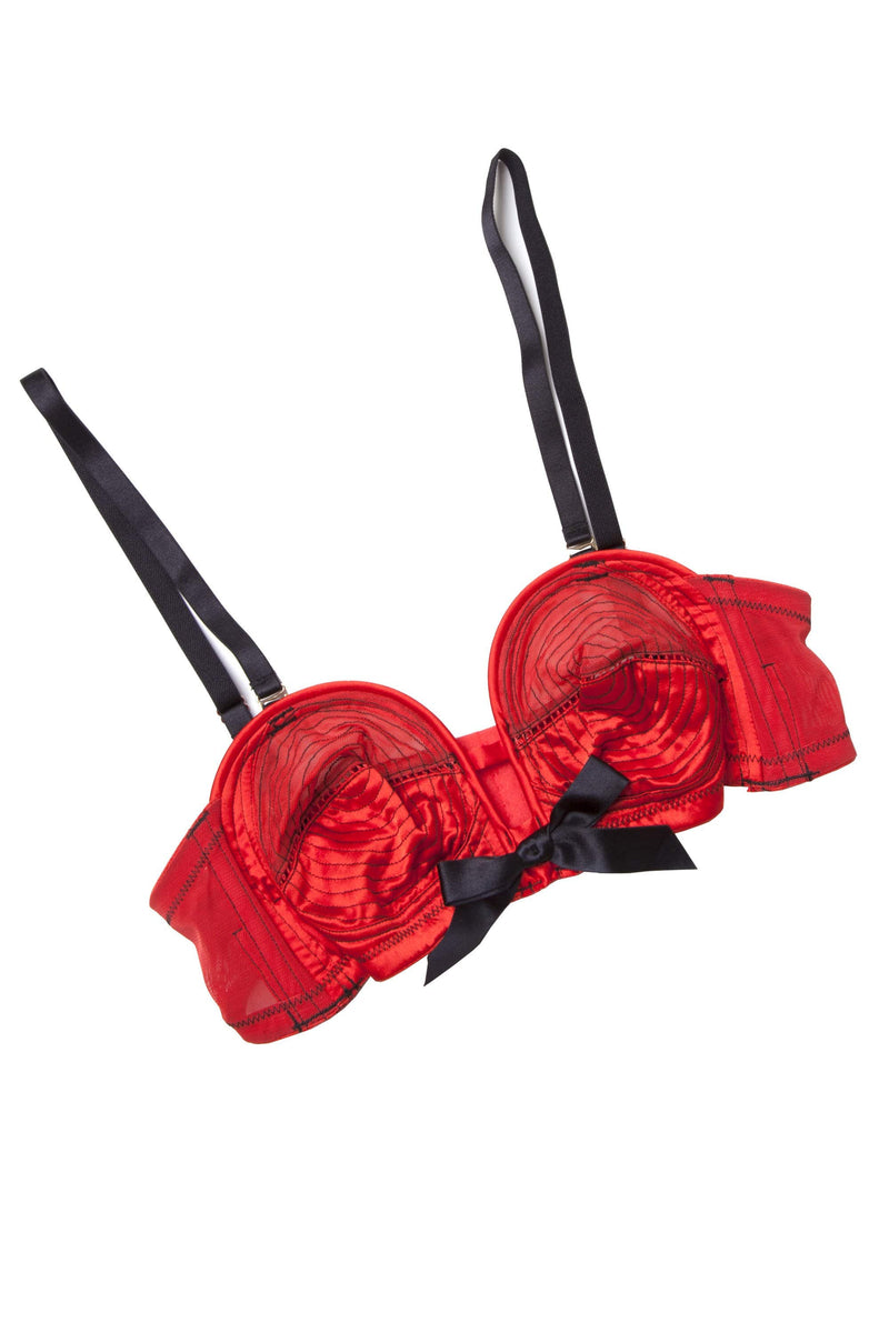 Bettie Page Red/Black Overwire Bra A - DD/E – Playful Promises USA